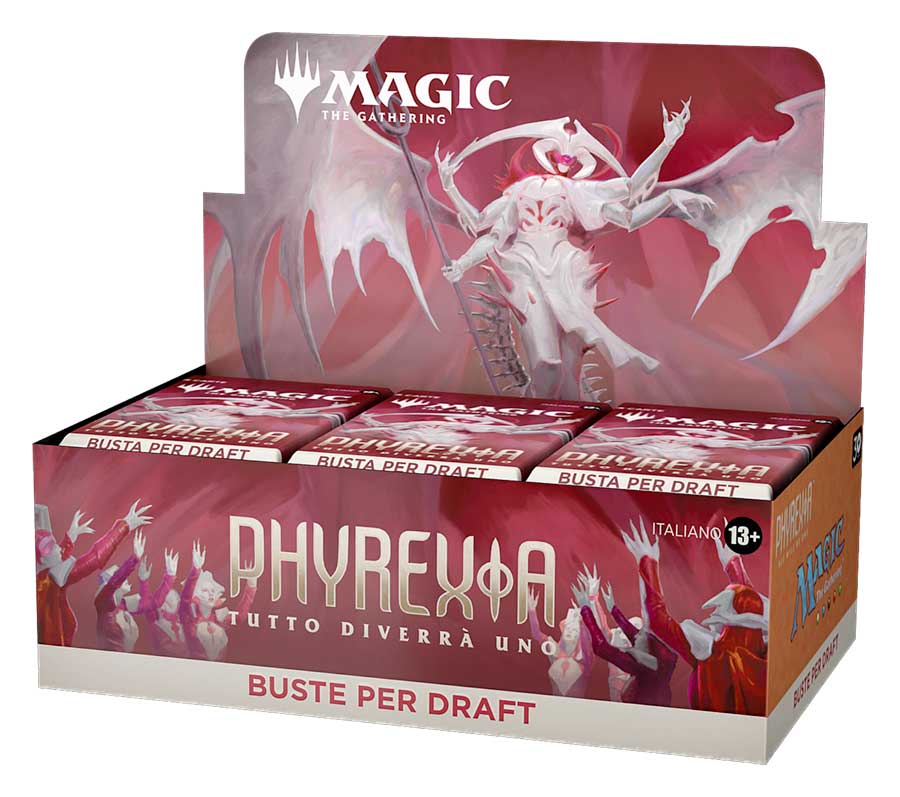 WOTC Magic: The Gathering Phyrexia: Tutto Diverra' Uno Buste per Draft displa...